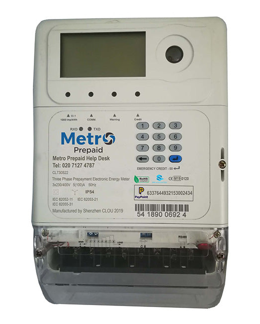 MET002 Metro Three Phase Prepay Meter